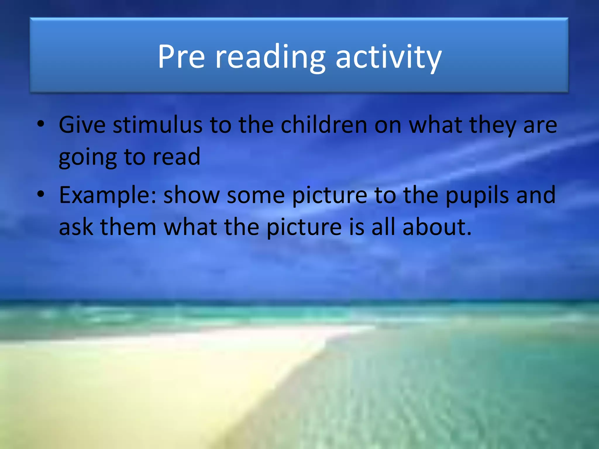 Pre reading activity | PPTX | Homework and Study | Education