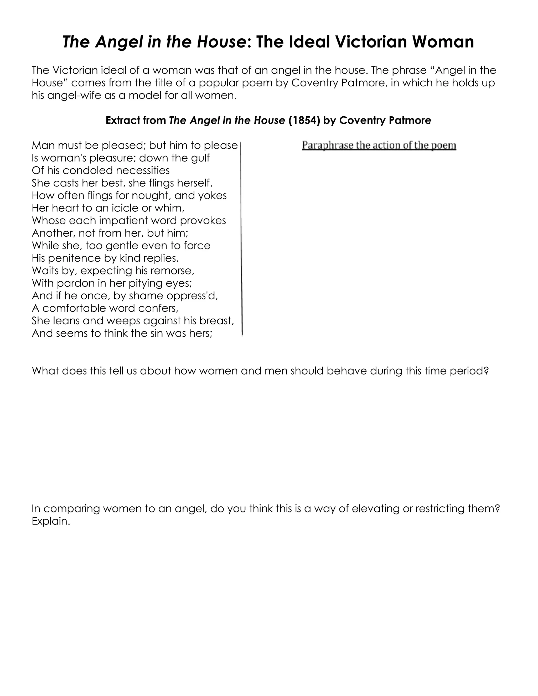 Prereading the angel in the house | PDF