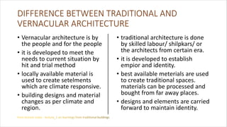 Difference between Traditional and Vernacular architecture | PDF