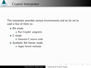 Exploring the Cryptol Toolset | PDF