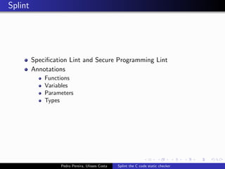 Splint the C code static checker | PPT