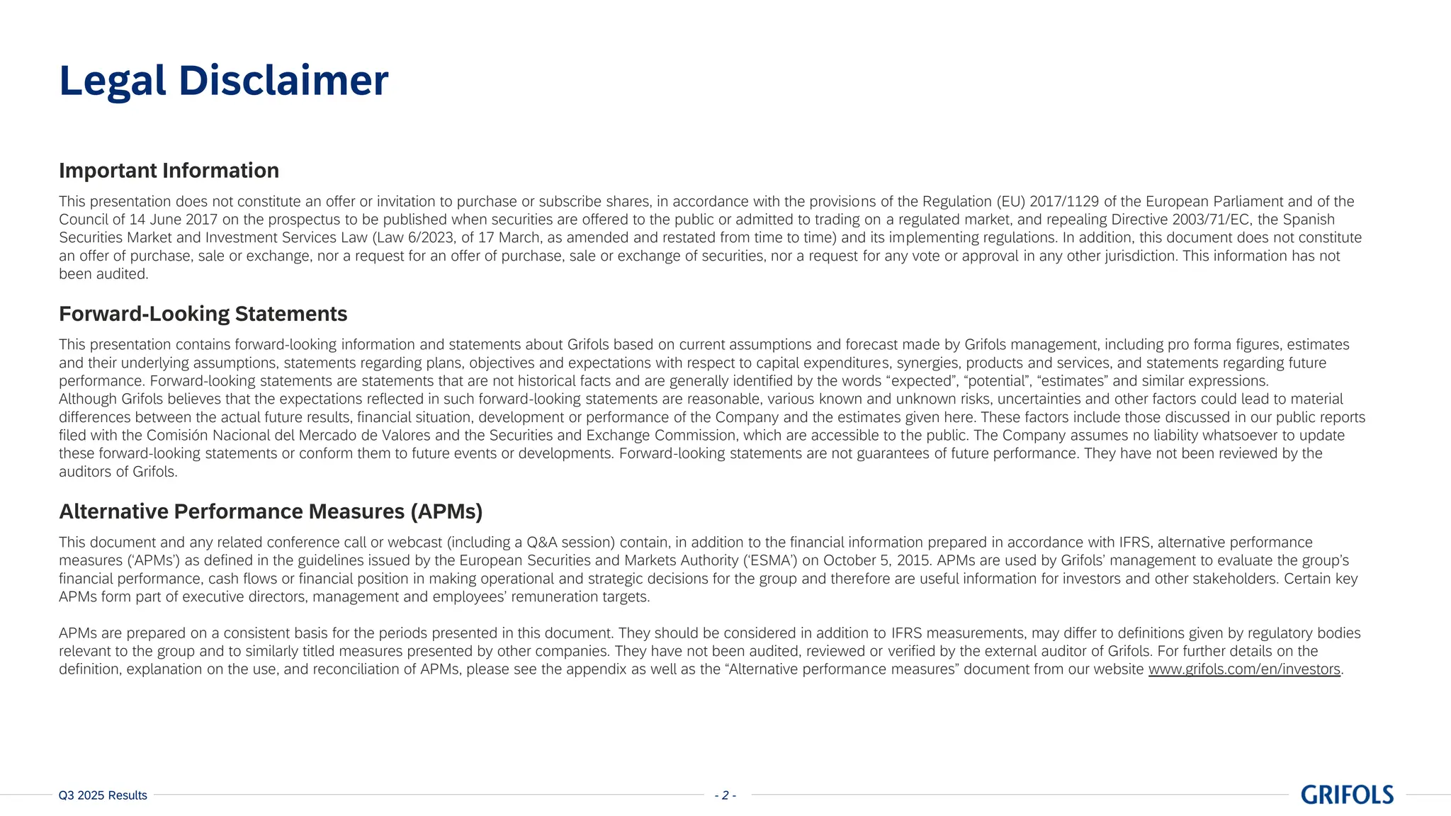 Presentation Grifols Q3 2025 financial results and progress.pdf