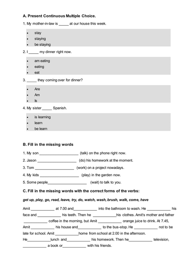 Pres. simple vs pres. cont. | PDF
