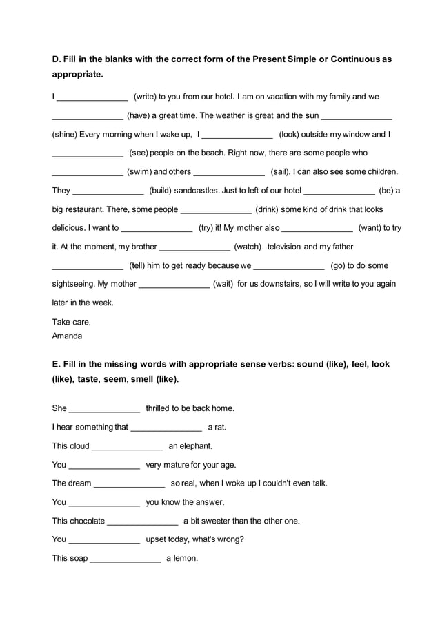 Pres. simple vs pres. cont. | PDF