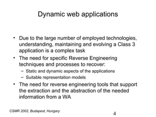 WARE: a tool for the Reverse Engineering of Web Applications | PPT