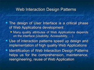 Recovering Interaction Design Patterns in Web Applications | PPT