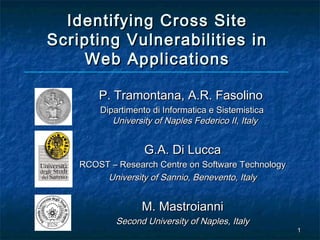 Identifying Cross Site Scripting Vulnerabilities in Web Applications | PPT