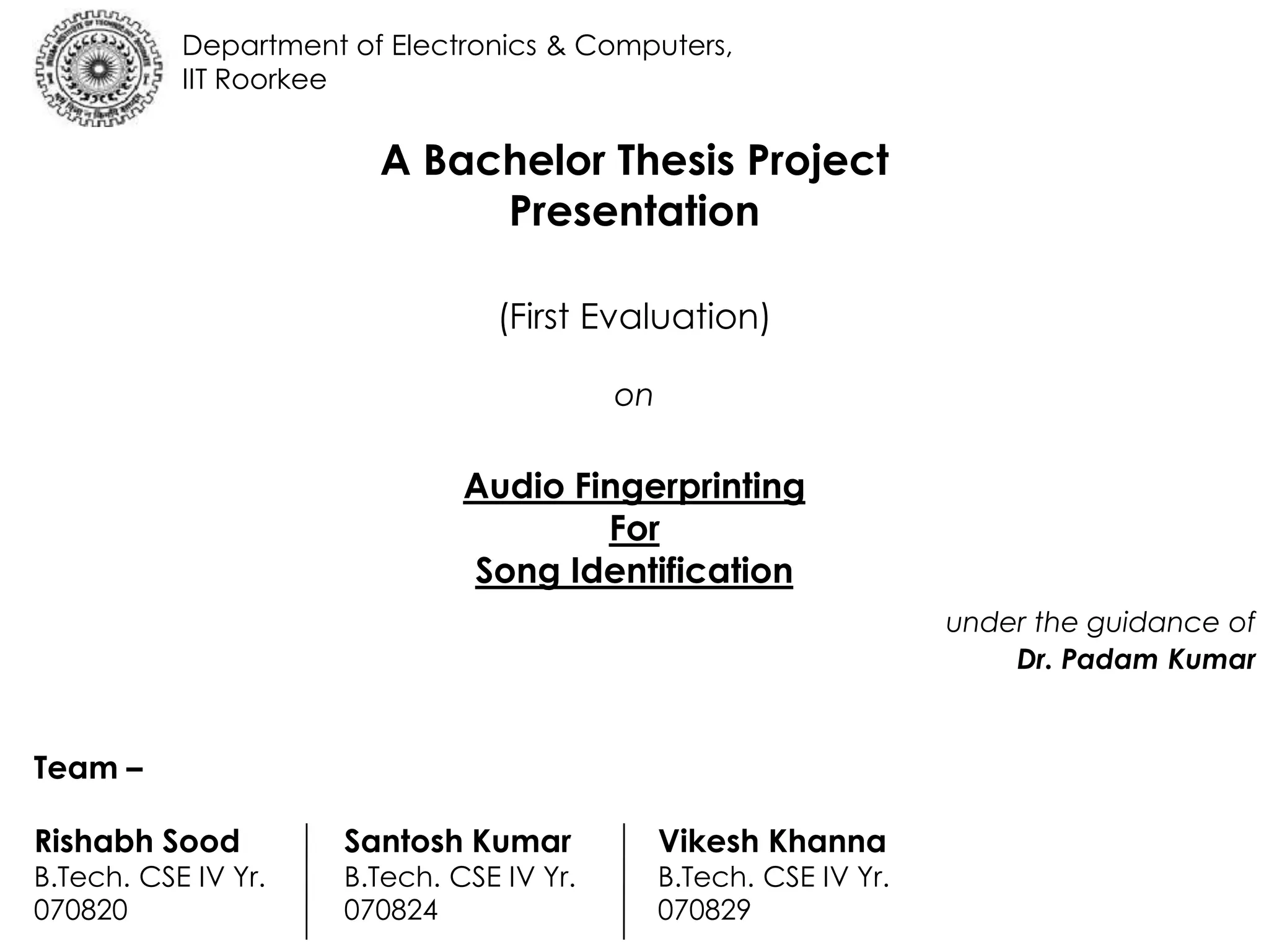Audio Fingerprinting Introduction | PPT