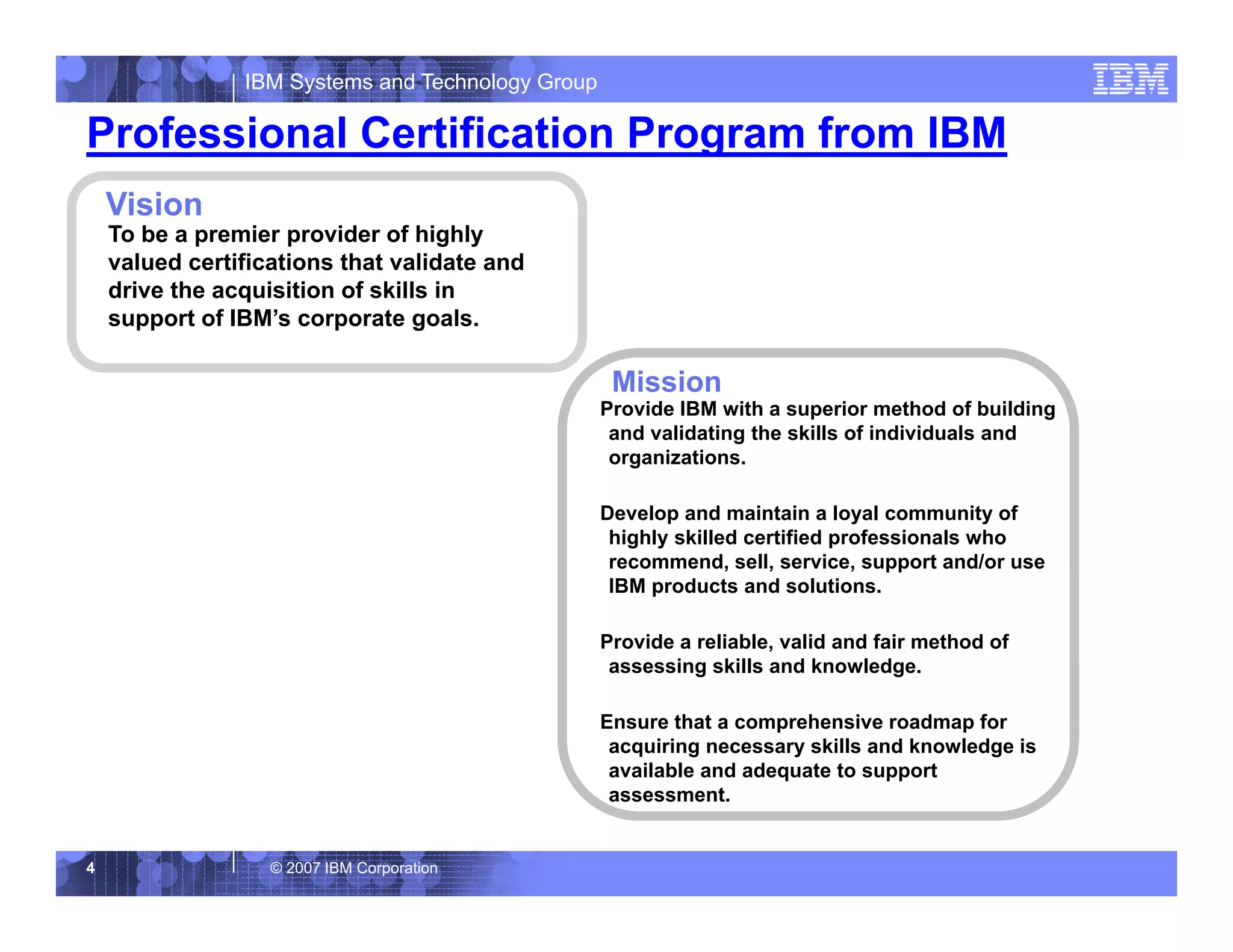 IBM Professional Certification Overview | PPT