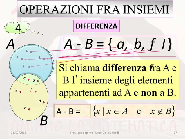 Presentazione 2: operazioni tra insiemi | PPT