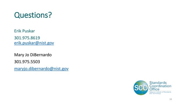 Overview of NIST SCO Standards Training Activities | PDF