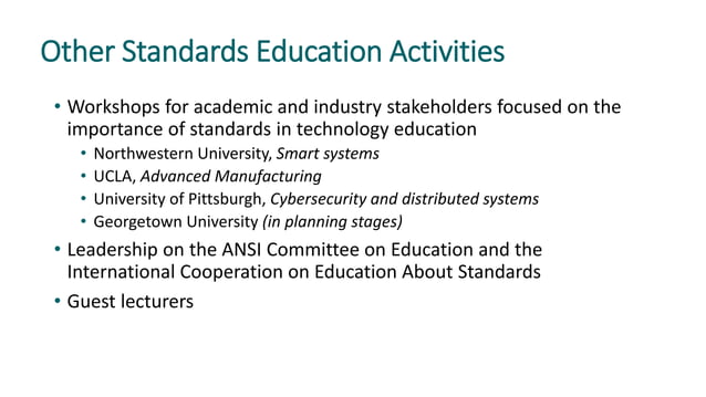 Overview of NIST SCO Standards Training Activities | PDF