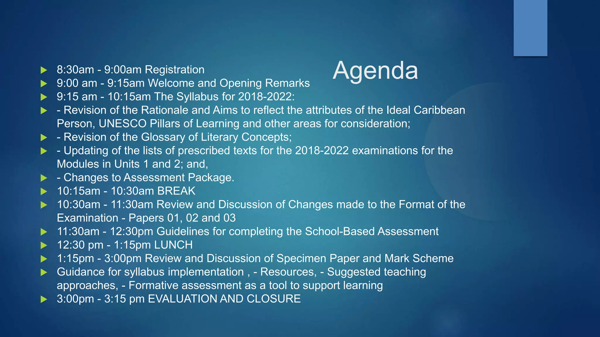 Presentation on the major changes to the CAPE Literatures in English ...