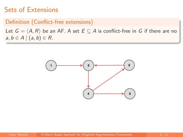 A Matrix Based Approach For Weighted Argumentation Frameworks Ppt