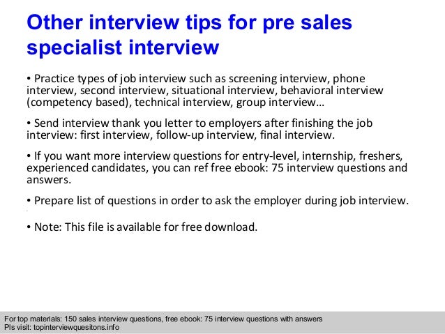 Pre sales Specialist Interview Questions And Answers pre-sales-specialist-interview-questions-and-answers