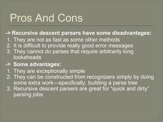 Recursive Descent Parsing | PPTX | Programming Languages | Computing