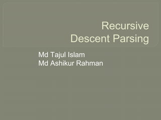 Recursive Descent Parsing | PPT