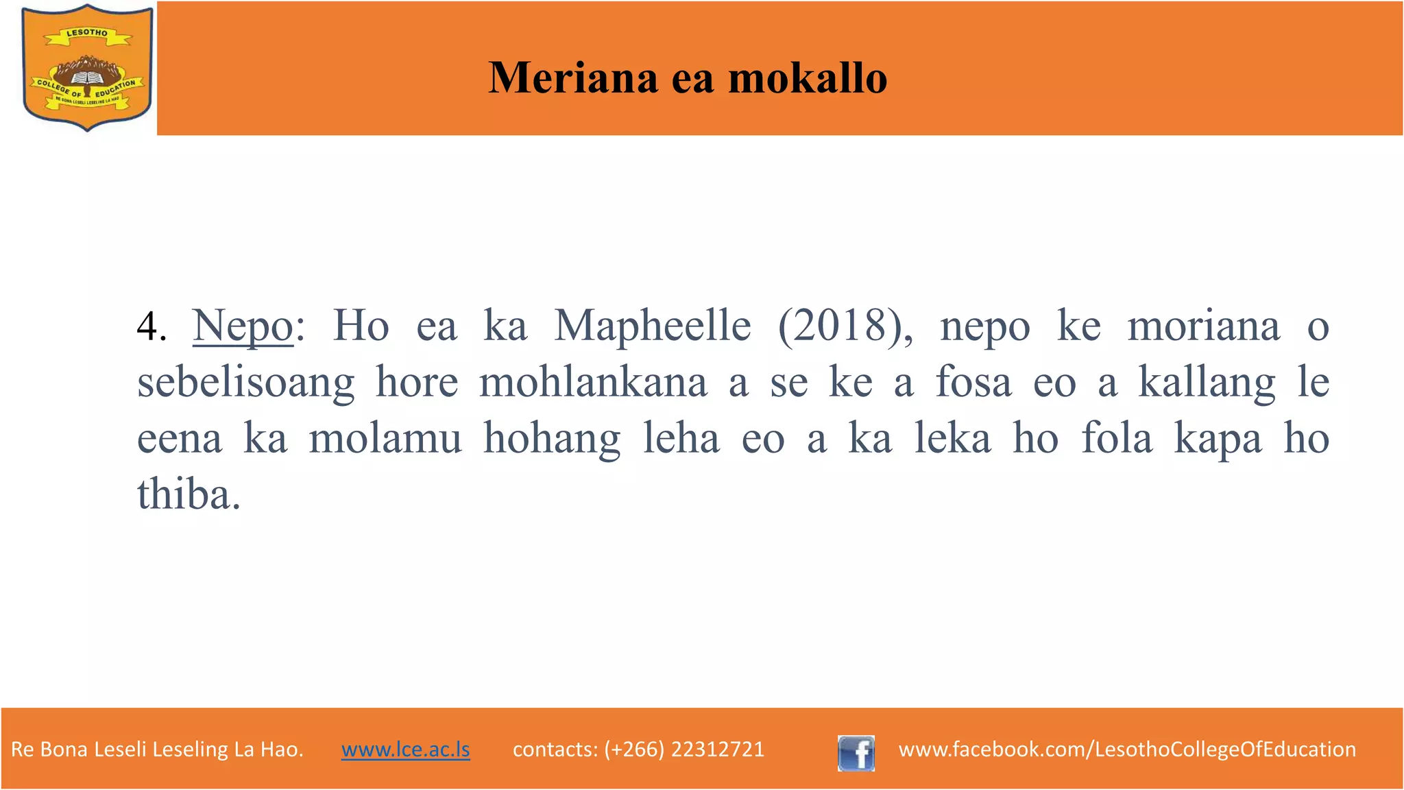 Meriana ea banna le bahlankana ba Basotho | PPTX