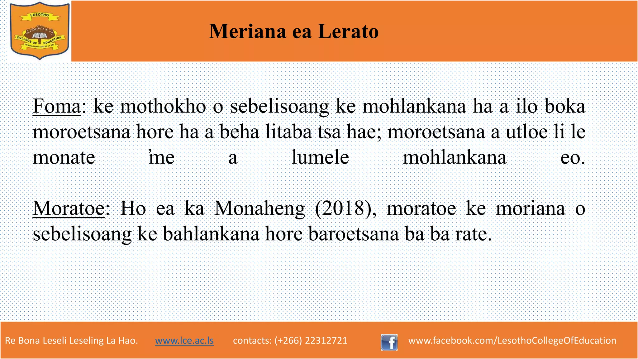 Meriana ea banna le bahlankana ba Basotho | PPTX