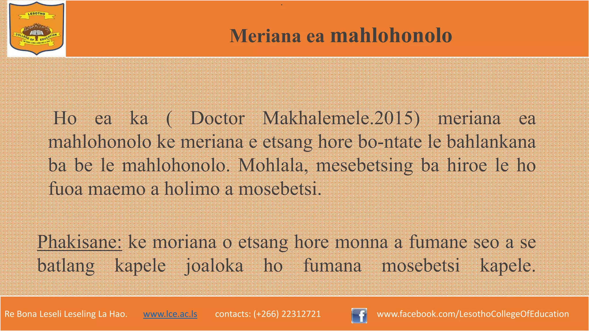 Meriana ea banna le bahlankana ba Basotho | PPTX