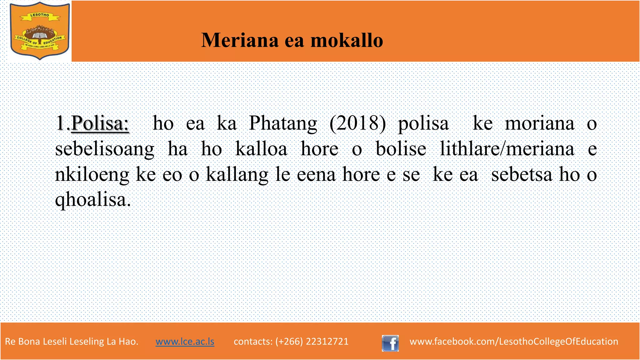 Meriana ea banna le bahlankana ba Basotho | PPTX