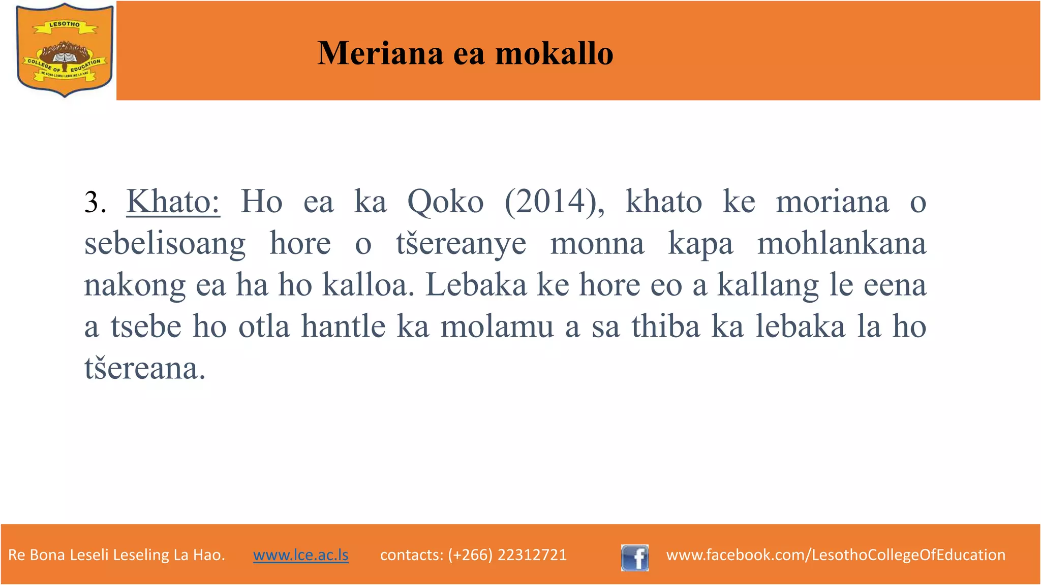 Meriana ea banna le bahlankana ba Basotho | PPTX