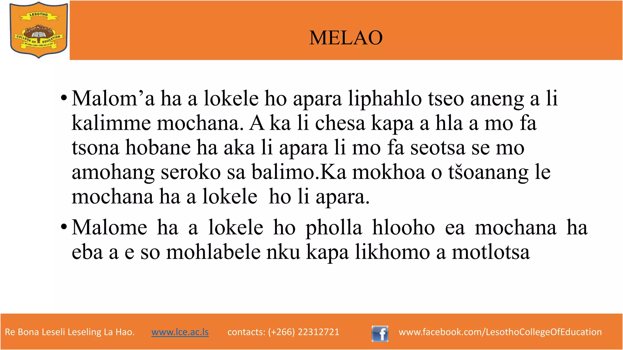 Bachana le bo-maloma bona | PPTX