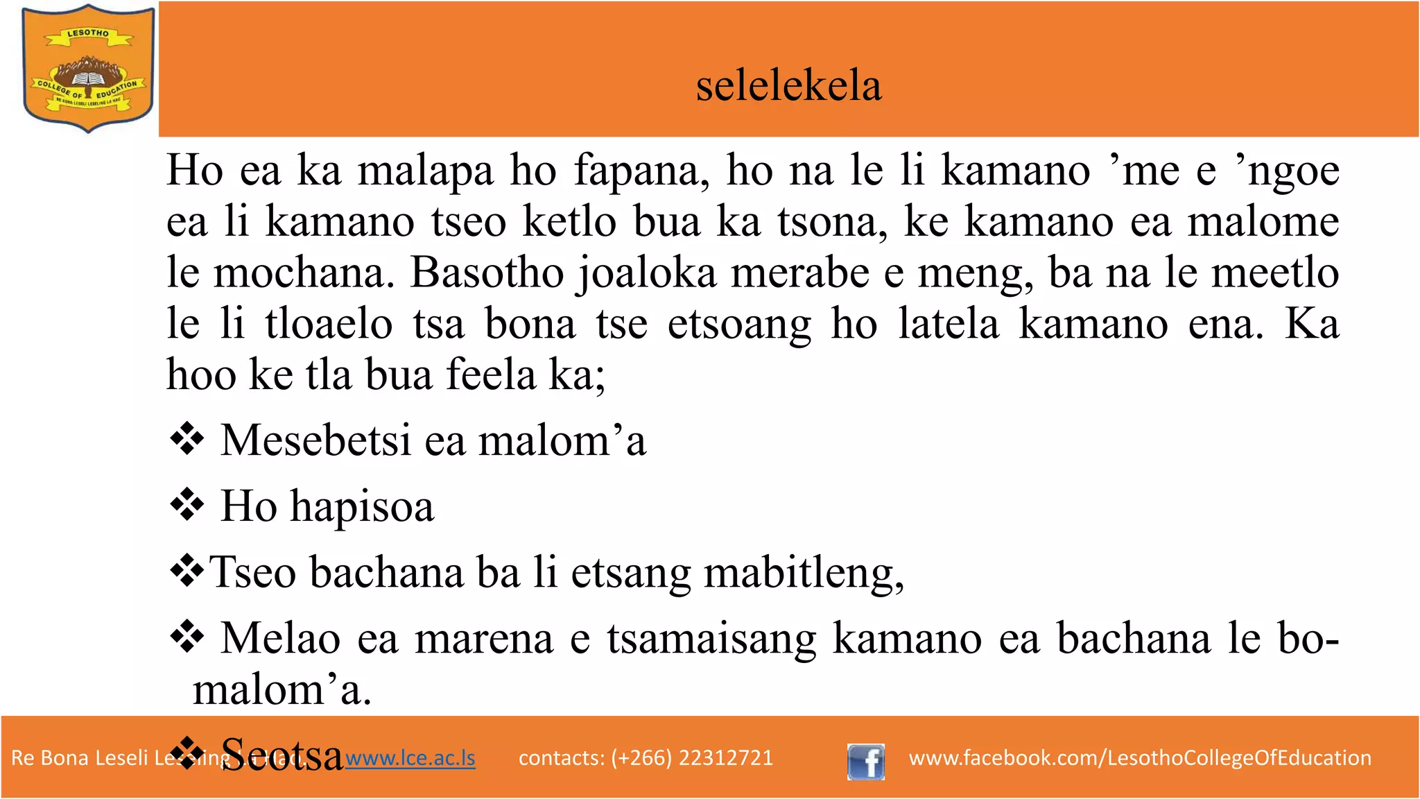 Bachana le bo-maloma bona | PPTX