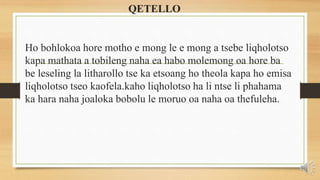 liqholotso tse tobileng naha ea lesotho | PPTX