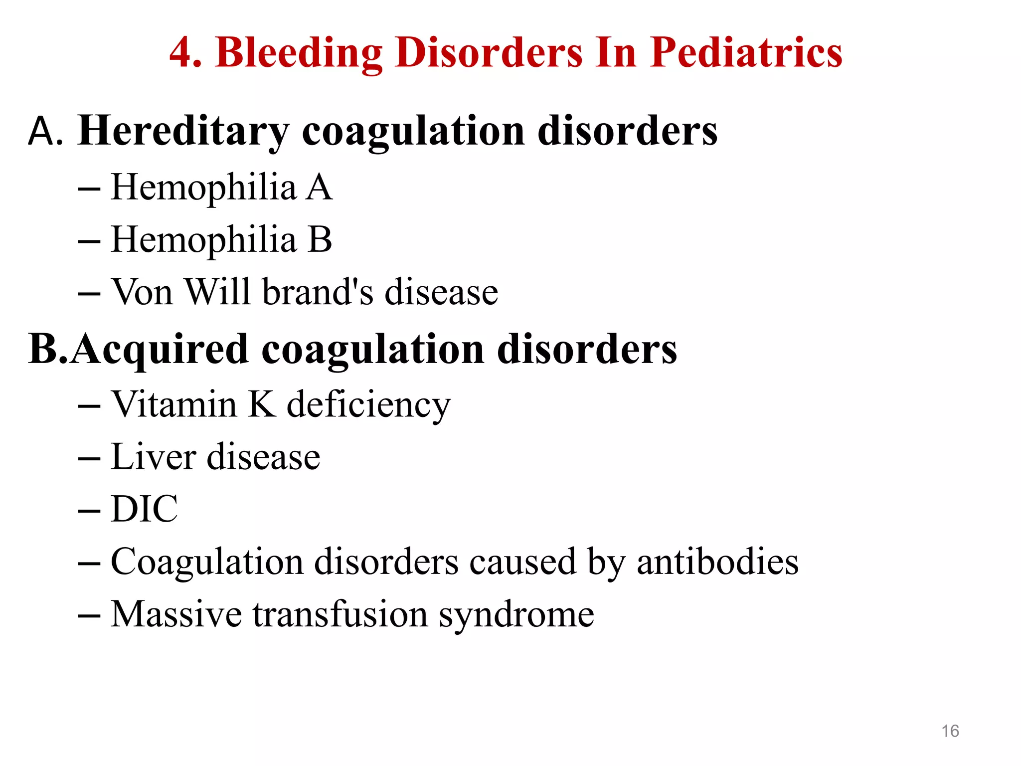 Presantation on bleeding disorder in pediatric patients | PPT