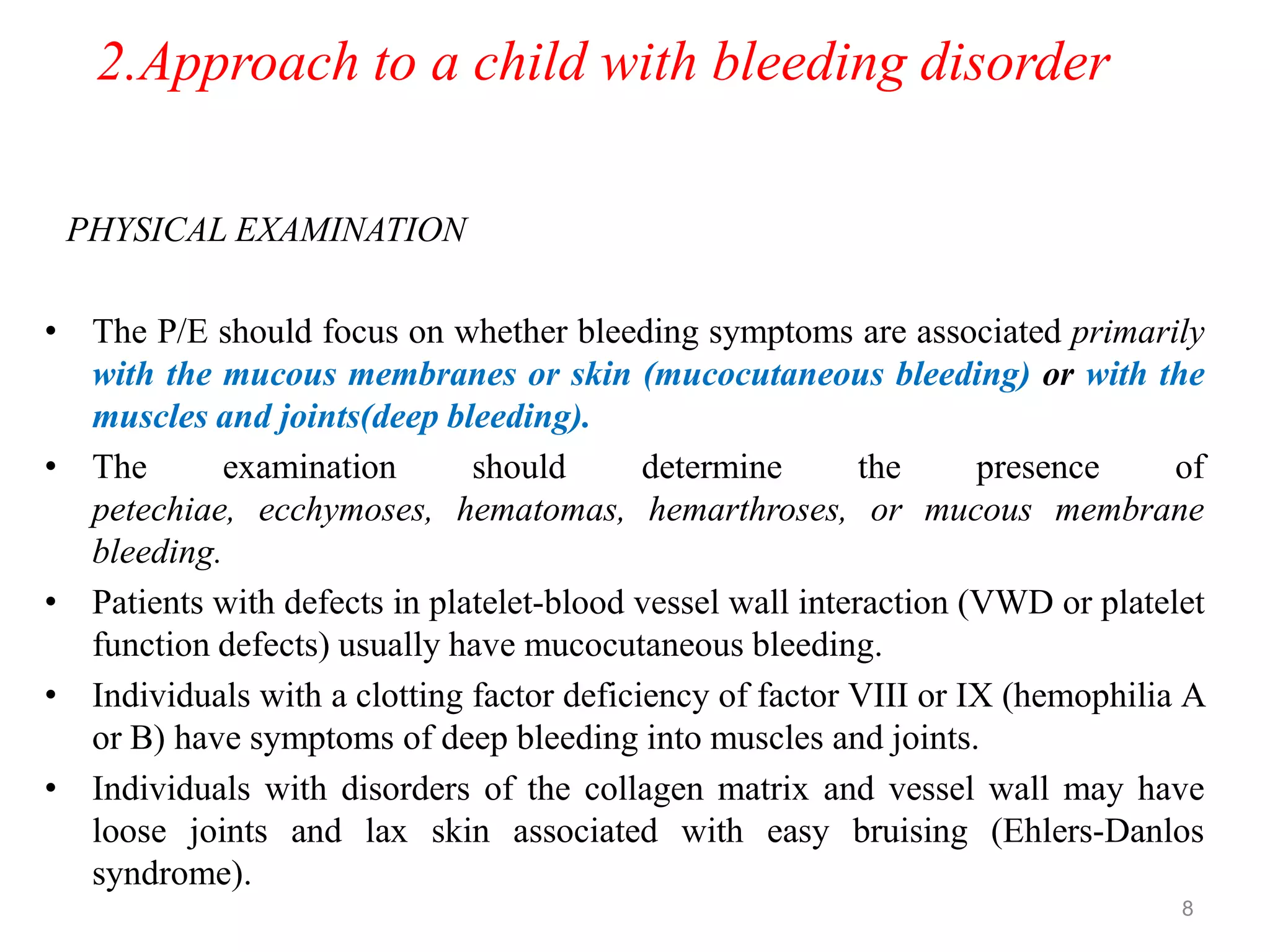 Presantation on bleeding disorder in pediatric patients | PPT
