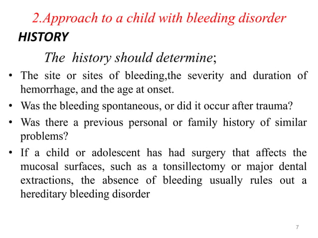 Presantation on bleeding disorder in pediatric patients | PPT