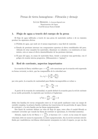 Presas homogeneas filtracion y drenaje | PDF