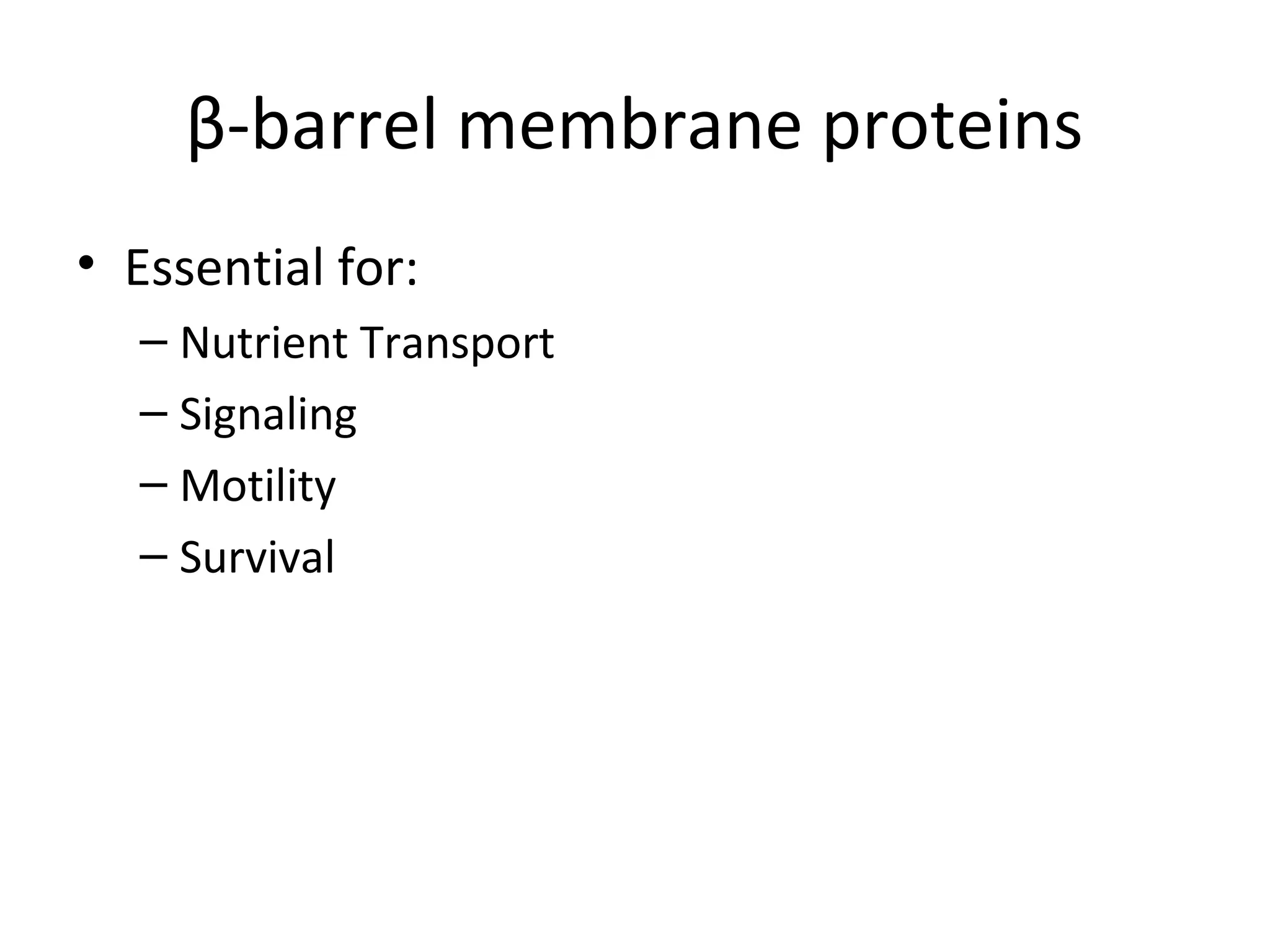 Molecular and Structural Mechanism for Beta Barrel Proteins ...