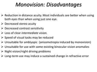 Monovision Drawbacks