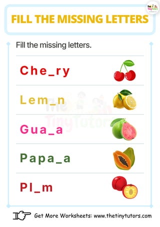 Interactive Fruit Worksheets for Kids | Preschool Learning Activities | PDF