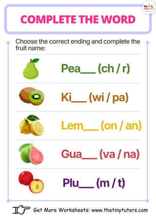 Interactive Fruit Worksheets for Kids | Preschool Learning Activities | PDF