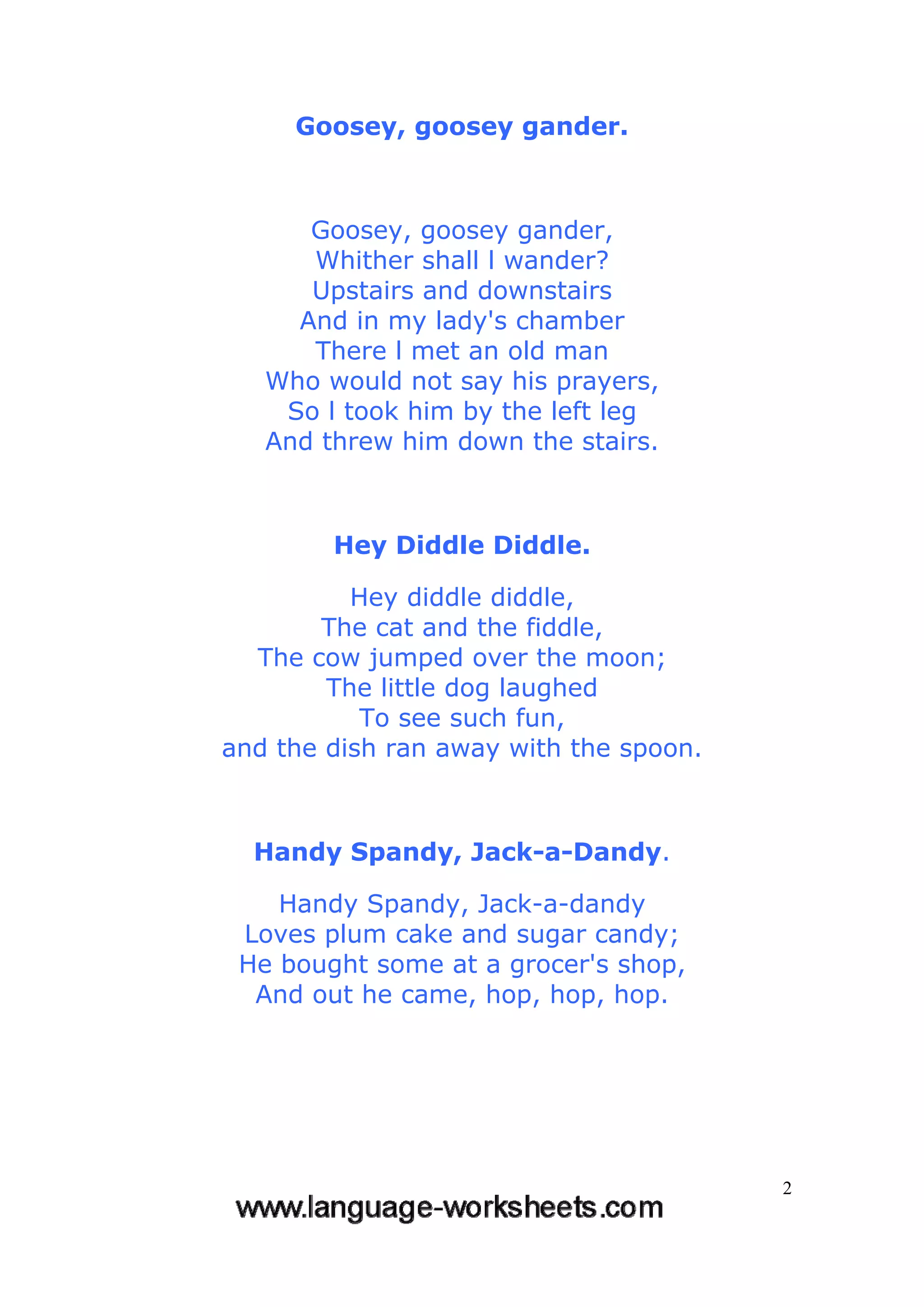 Preschool nursey-rhymes | PDF
