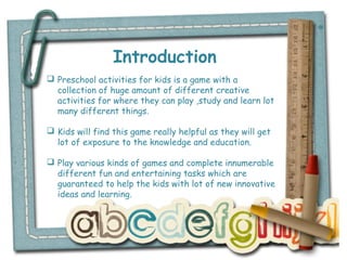 Preschool Activities for Kids | PPT | Daycare and Pre-School | Parenting