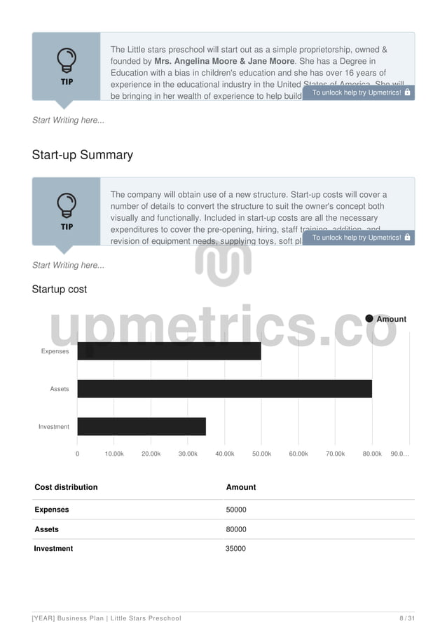 Preschool Business Plan Example | Upmetrics | PDF