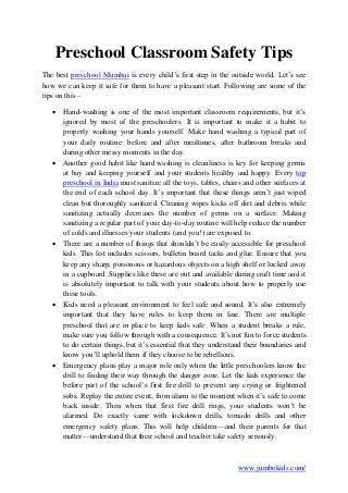 Preschool classroom safety tips