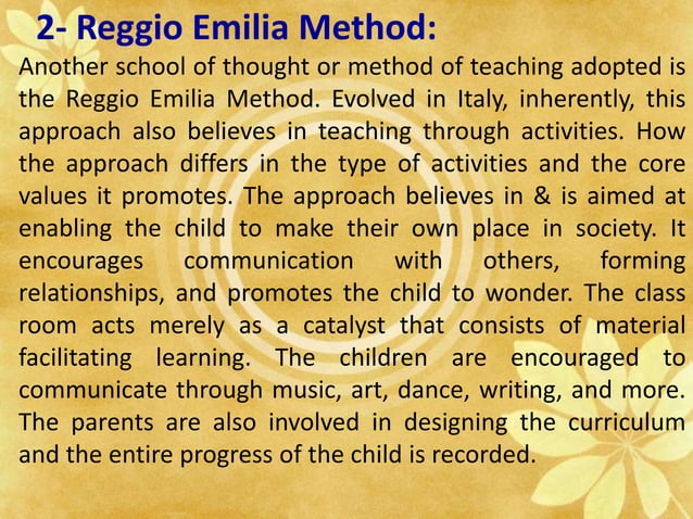 Pre school teaching methodology | PPTX | Daycare and Pre-School | Parenting