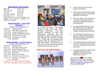 Preschool Information | PPT