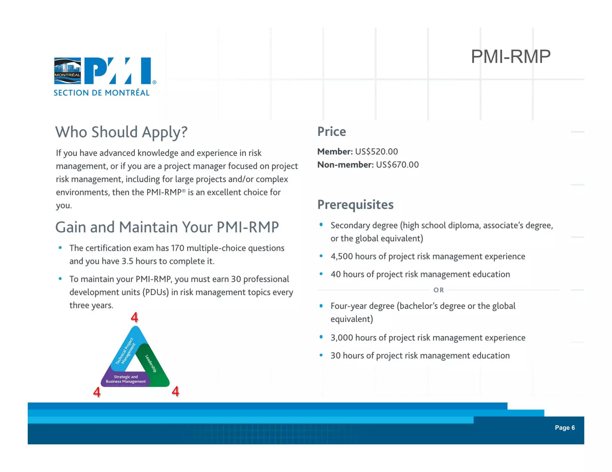 Présentation des certifications PMI-RMP et PMI-ACP | PPT