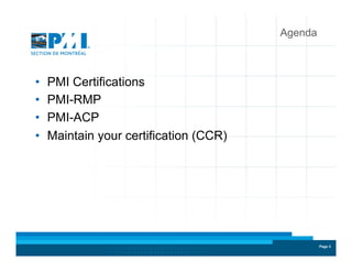 Présentation des certifications PMI-RMP et PMI-ACP | PDF