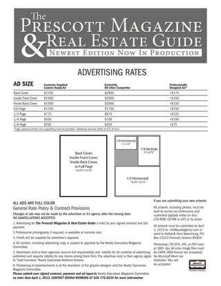 Prescott Magazine Standard Price Sheet 2013 | PDF
