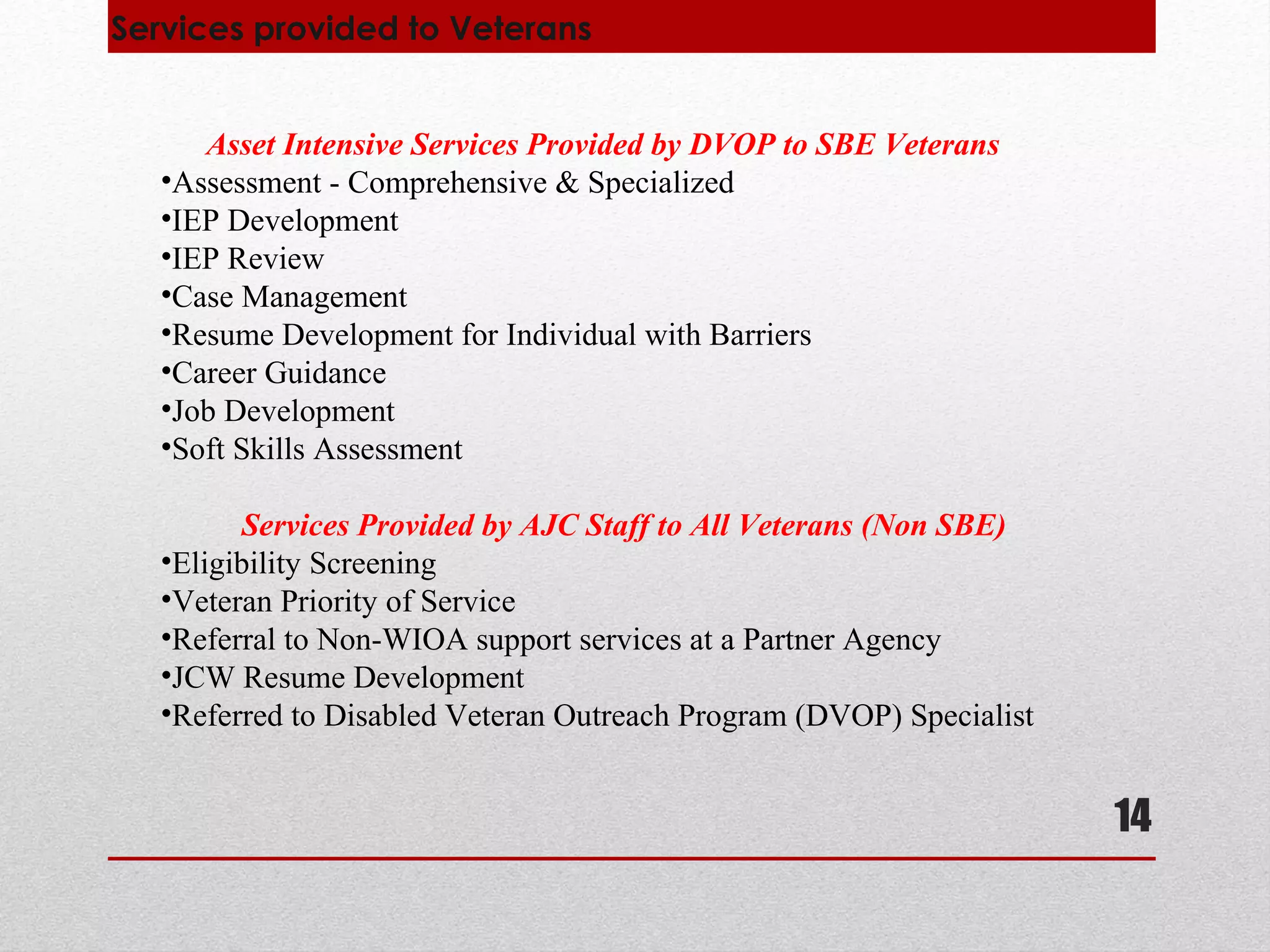WDA-1 Veterans Priority of Service Pre-screening Presentation | PPT