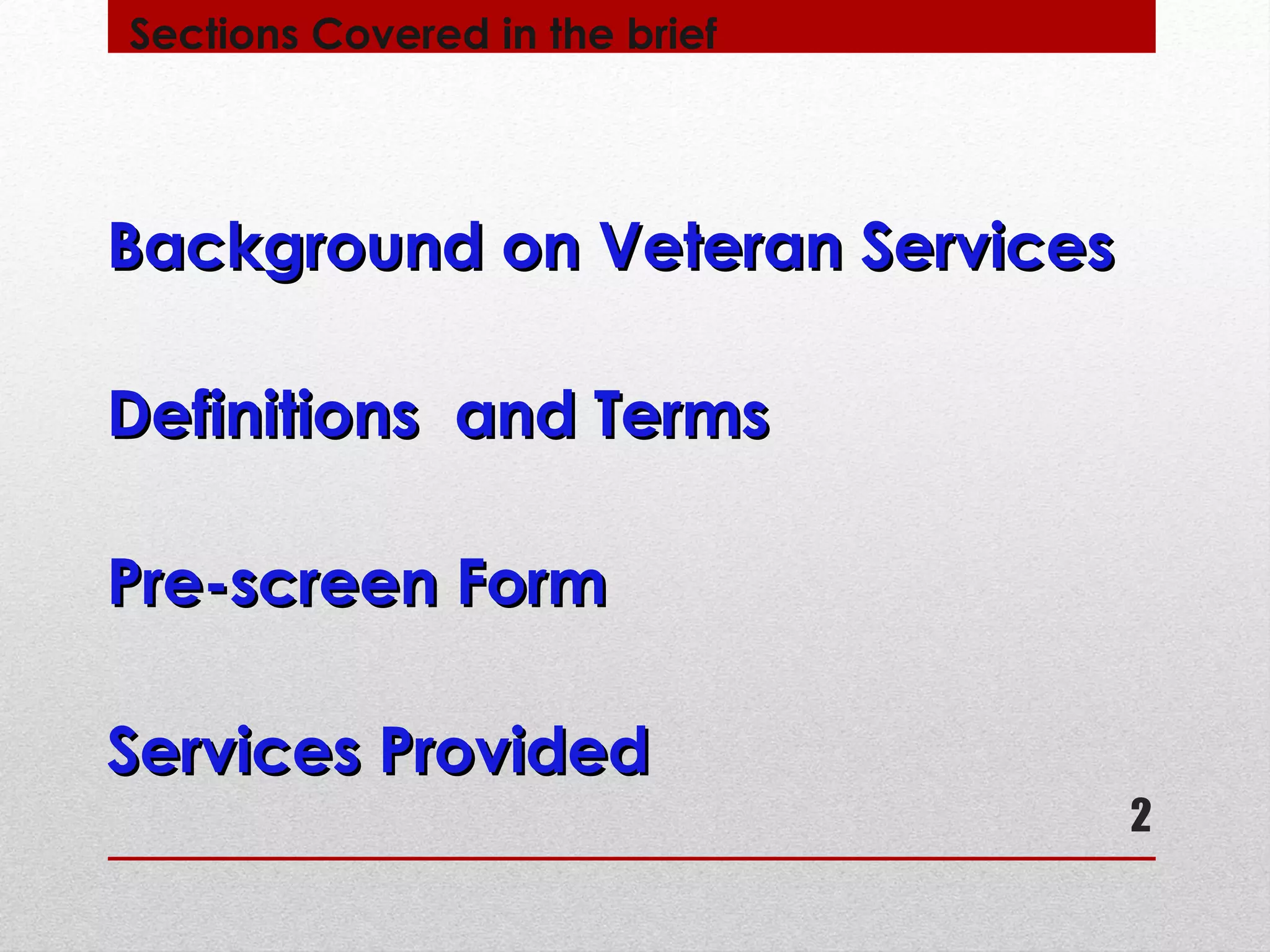WDA-1 Veterans Priority of Service Pre-screening Presentation | PPT
