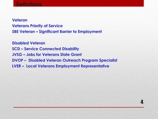 WDA-1 Veterans Priority of Service Pre-screening Presentation | PPT