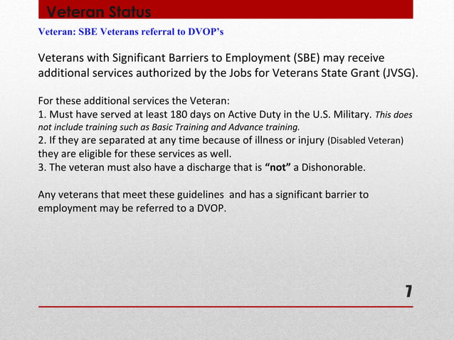 WDA-1 Veterans Priority of Service Pre-screening Presentation | PPT